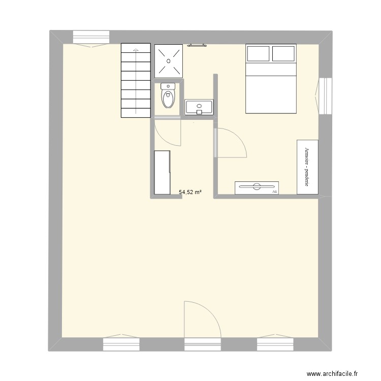 Rez de chaussée - Plan 1 pièce 55 m2 dessiné par Viking3415