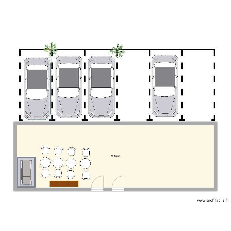 terrasses - Plan 1 pièce 54 m2 dessiné par juijj
