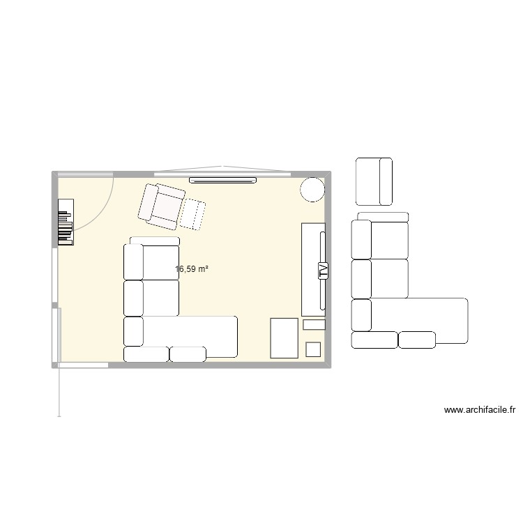 Salon idées - Plan 1 pièce 17 m2 dessiné par Meumy
