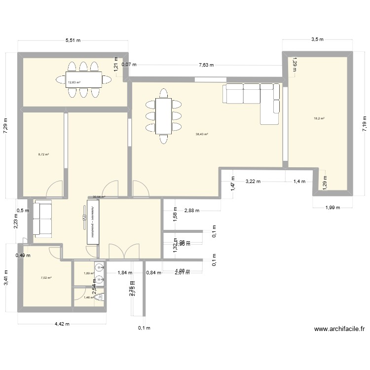 Parly 2 Furstenberg v2 - Plan 8 pièces 119 m2 dessiné par Eric7862