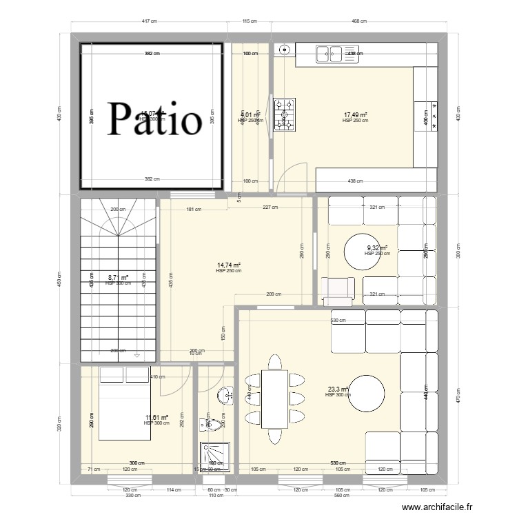 Logement d'habitation Etage 1 - Plan 8 pièces 104 m2 dessiné par MEDRAZ