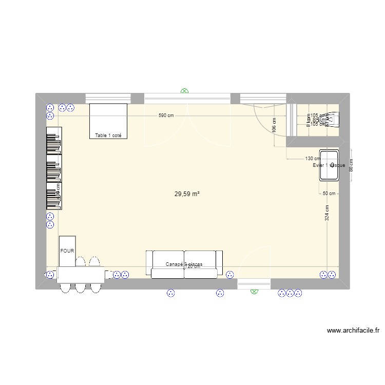 ATELIER NAT - Plan 2 pièces 30 m2 dessiné par SYLPHE97