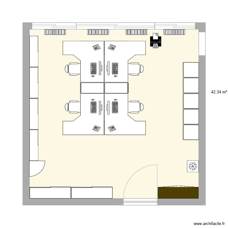 Aménagement bureau - Plan 1 pièce 42 m2 dessiné par Charlouz