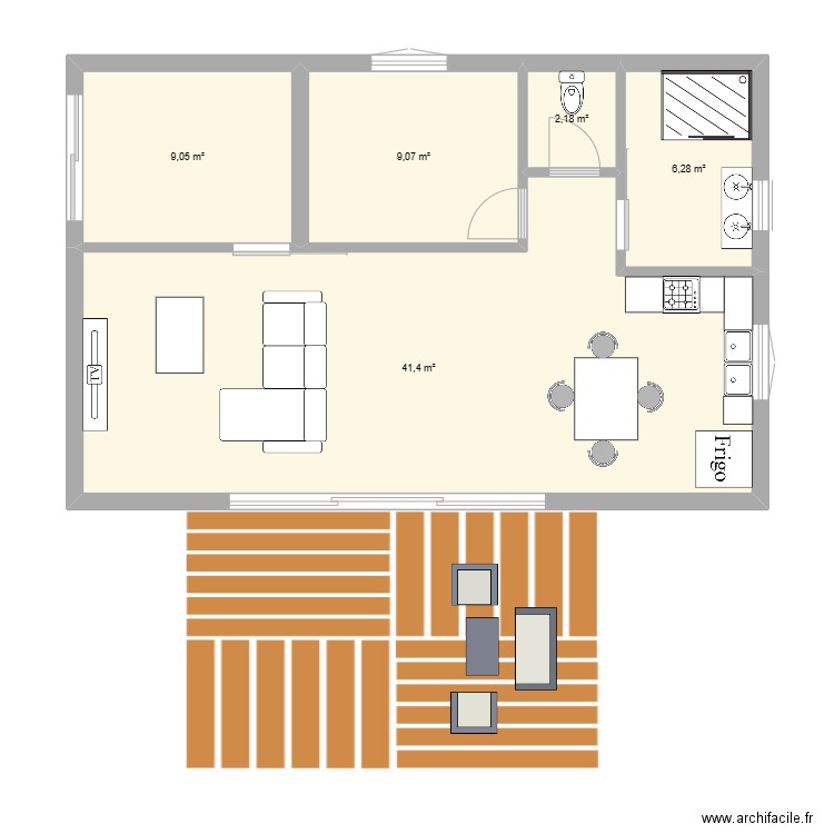 plan 70m2 - Plan dessiné par franetisa974