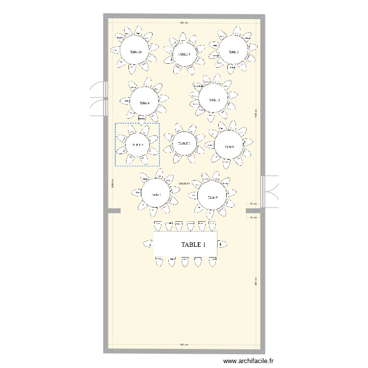 Plan de table Mariage - Plan 1 pièce 200 m2 dessiné par thomaschabot