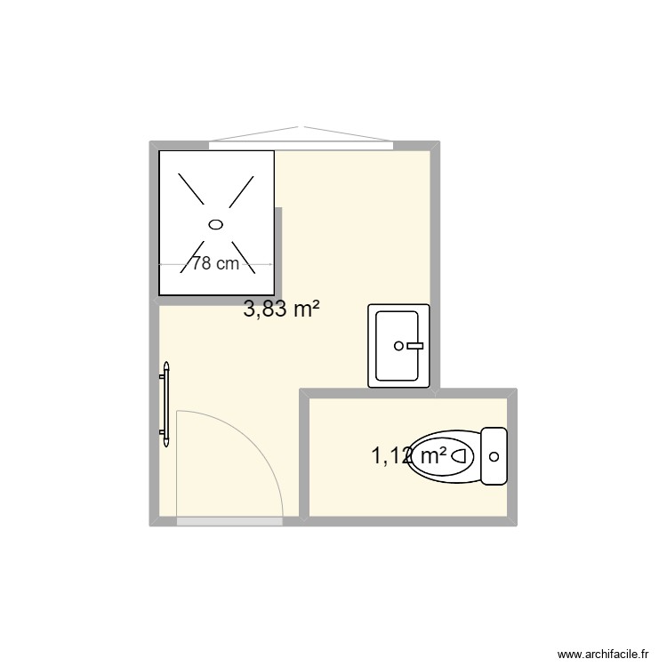 sdb - Plan 2 pièces 5 m2 dessiné par lj renov habitat