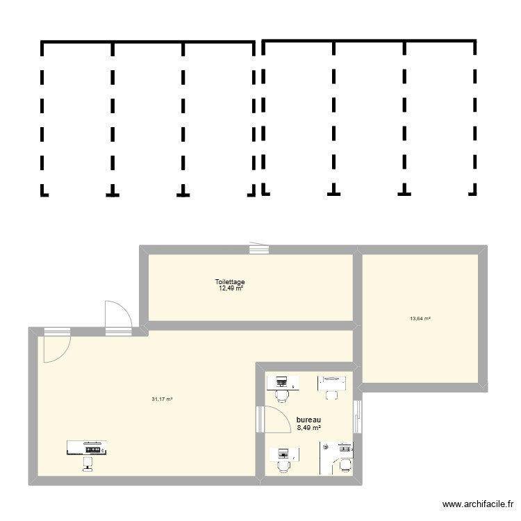 boutique - Plan 4 pièces 66 m2 dessiné par naomie amoussou