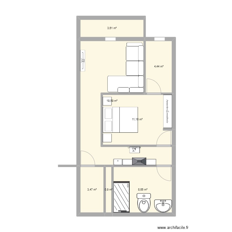 BNJ - Plan 7 pièces 52 m2 dessiné par sohaib archarch