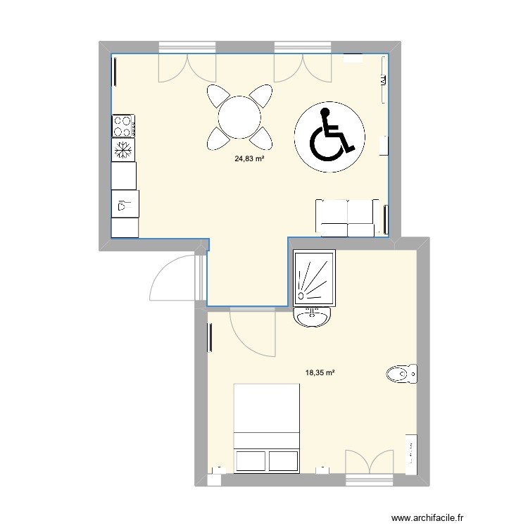 Plan – Plan 2D aménagé PMR – Par ClarisseCHAUD ️ | ArchiFacile