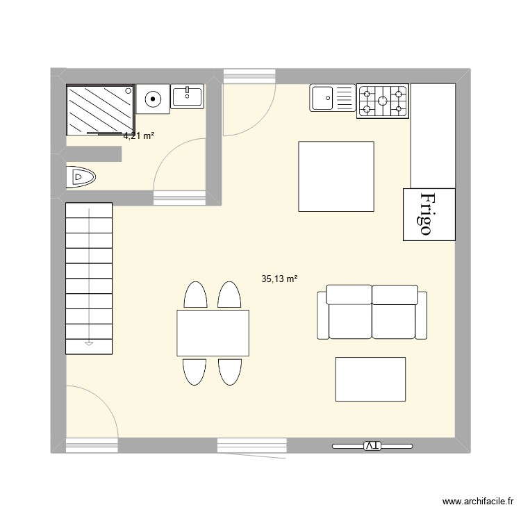 Logement 1 - Plan 2 pièces 39 m2 dessiné par MathildePaul35