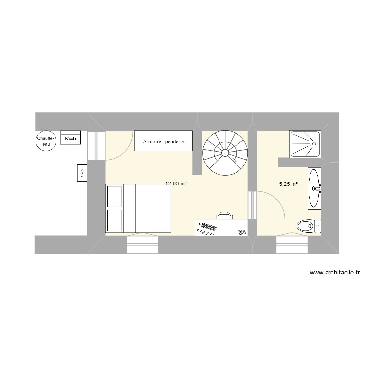 plan étage loft - Plan dessiné par RaphiSil