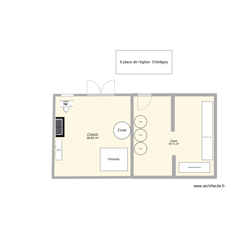 Plan détaillé locaux - Plan dessiné par Ana Mila
