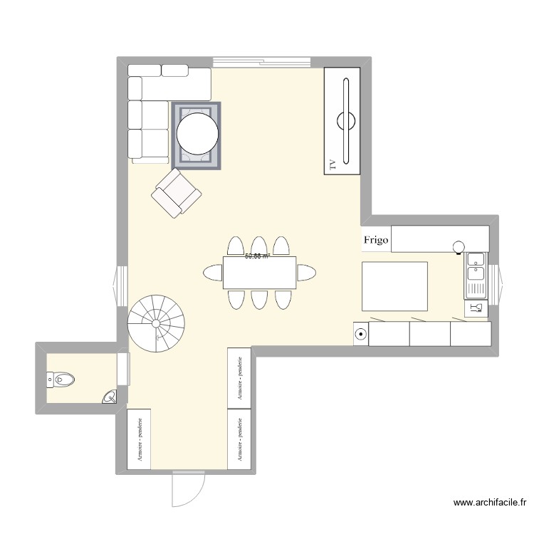 Test plan maison Flavie & Enzo - Plan 1 pièce 60 m2 dessiné par Enzo956