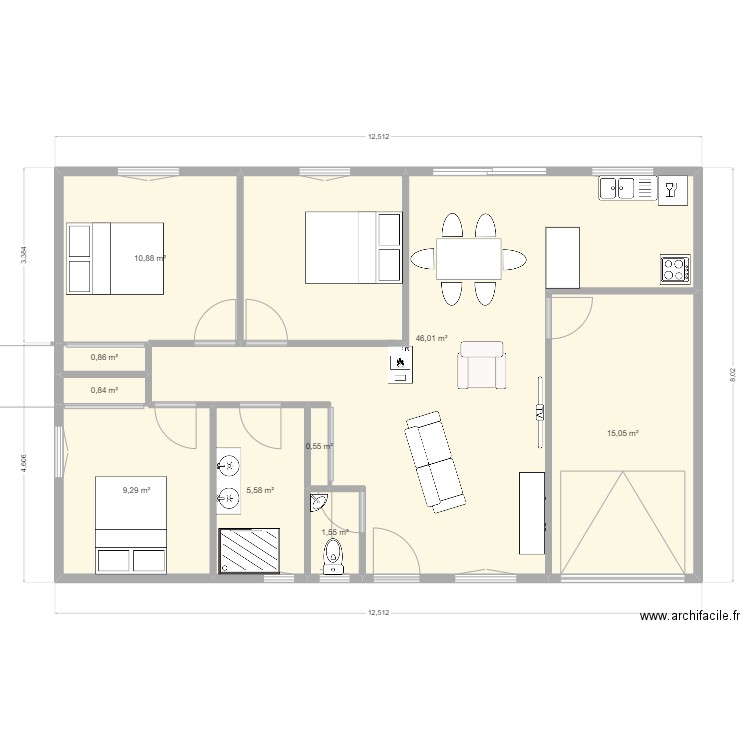 maison lila - Plan 9 pièces 91 m2 dessiné par lorris73