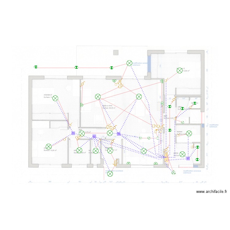 Plan éclairage Haillan câblage - Plan dessiné par Fabreizoo