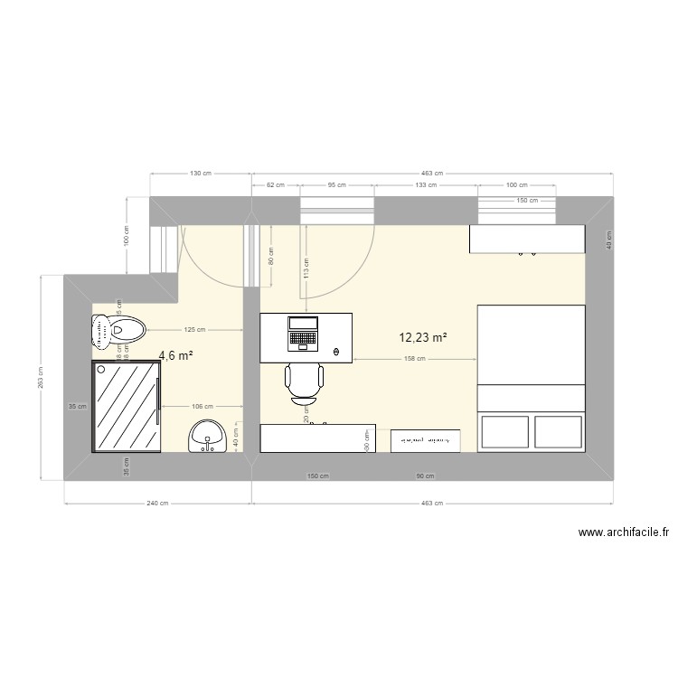 Studio - Plan dessiné par Minotas