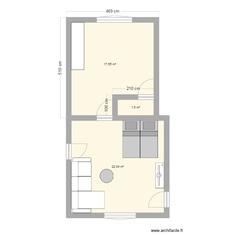 Idée - Plan 3 pièces 41 m2 dessiné par elodie2911