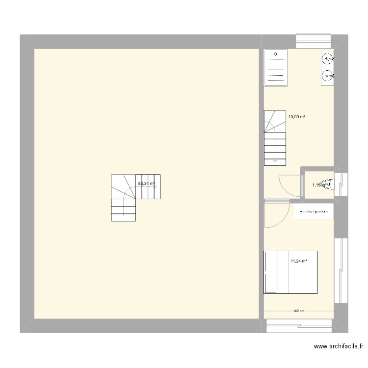 etage de la niche - Plan 4 pièces 109 m2 dessiné par jefy05