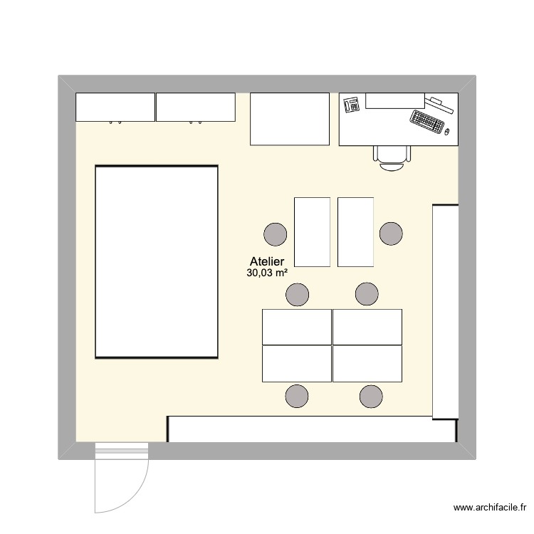atelier - Plan 1 pièce 30 m2 dessiné par ALLIEES