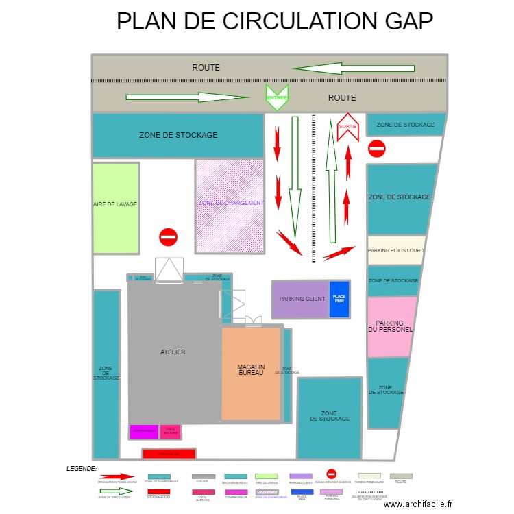 Plan de circulation - Plan 24 pièces 628 m2 dessiné par Motomerid