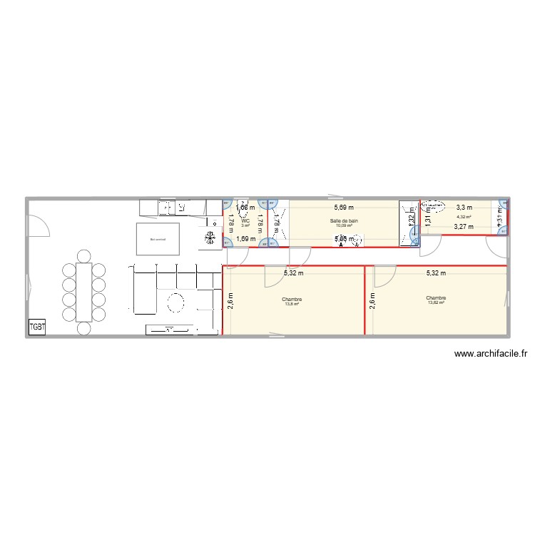 plan maison 90m2 - Plan 5 pièces 45 m2 dessiné par suNNNiiyDAK