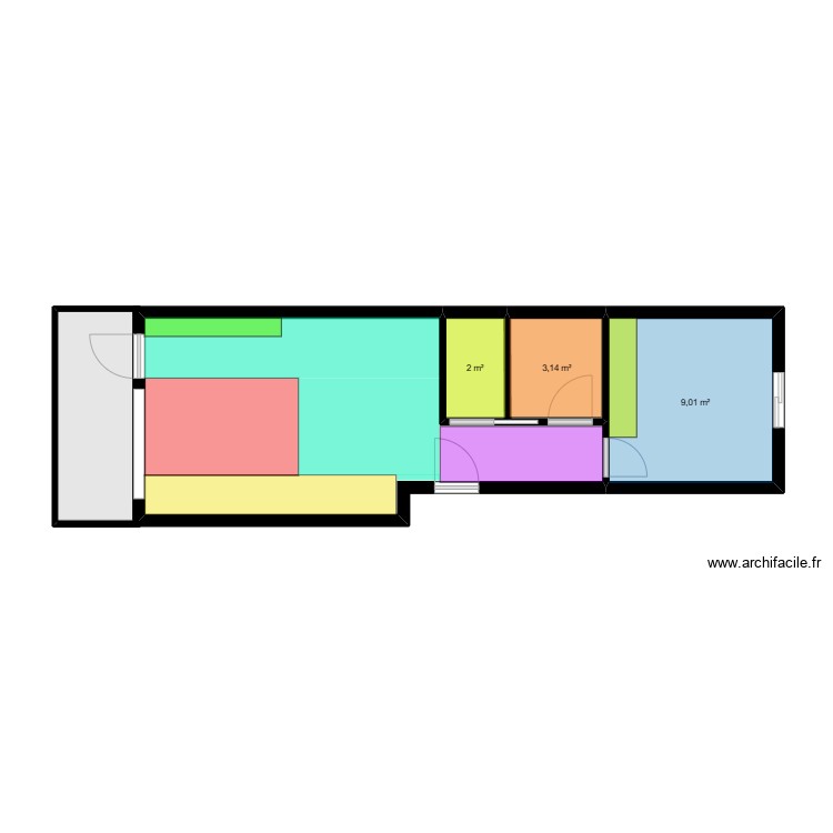 paros - Plan 3 pièces 14 m2 dessiné par sandra96