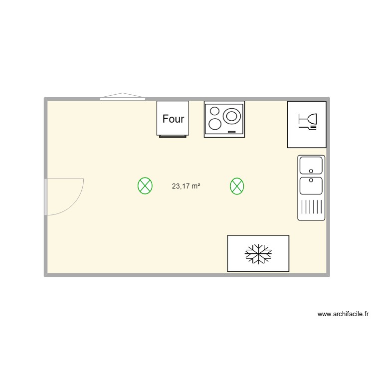 plans cuisine construction - Plan 1 pièce 23 m2 dessiné par DK_Jj