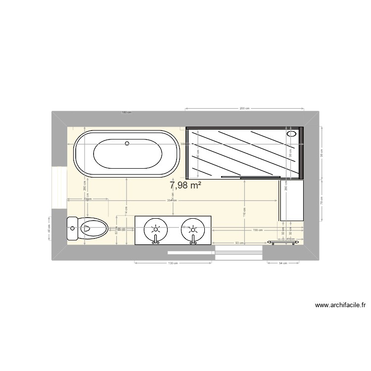 sdb - Plan 1 pièce 8 m2 dessiné par bigornostf