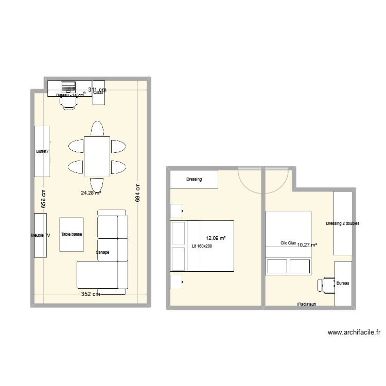 KEVIN - Plan 3 pièces 47 m2 dessiné par mantsecond