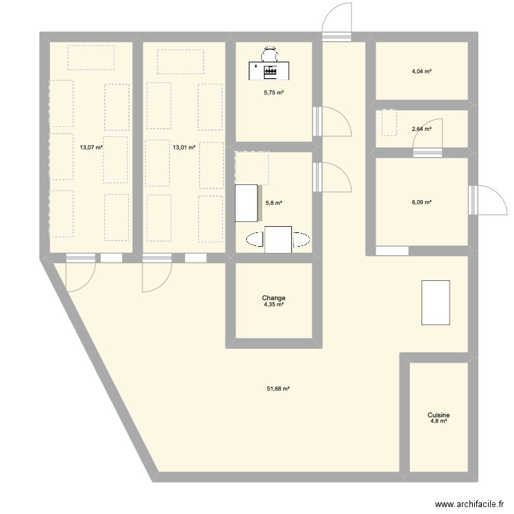 creche - Plan 10 pièces 111 m2 dessiné par lazertyuiop