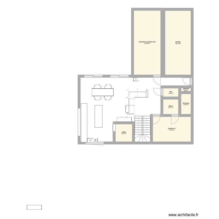 maison - Plan 8 pièces 63 m2 dessiné par jeanrobert maison