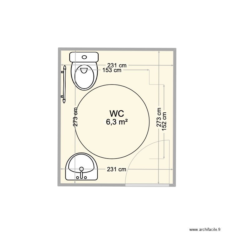 WC PMR - Plan dessiné par Marane
