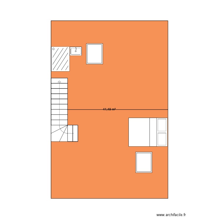 comble - Plan 1 pièce 41 m2 dessiné par antoinevdbc