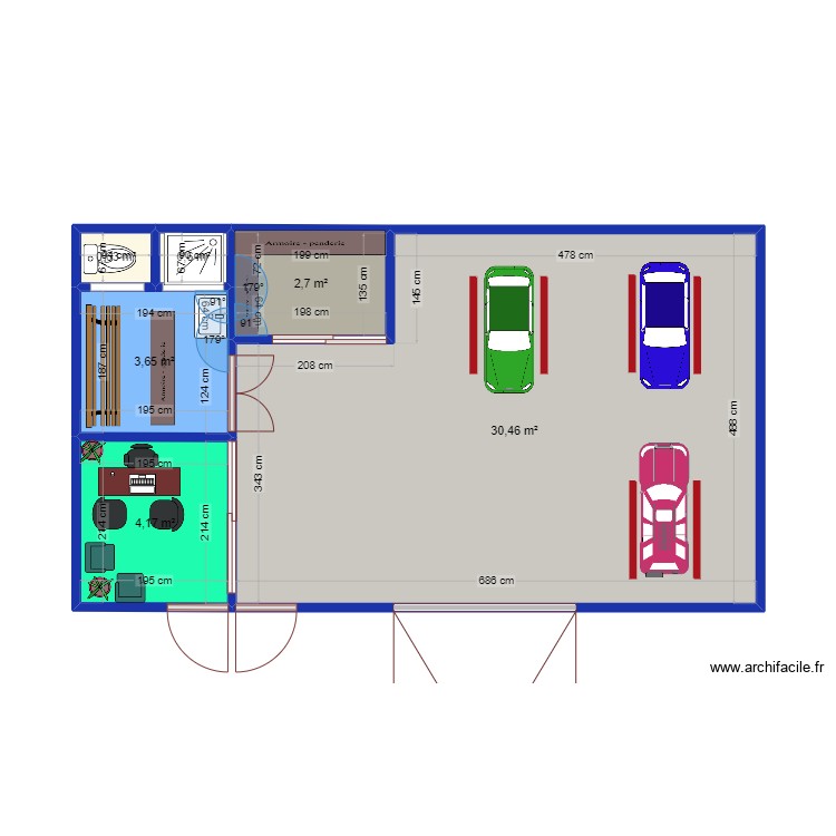 atelier de reparation - Plan 6 pièces 42 m2 dessiné par kingsniper