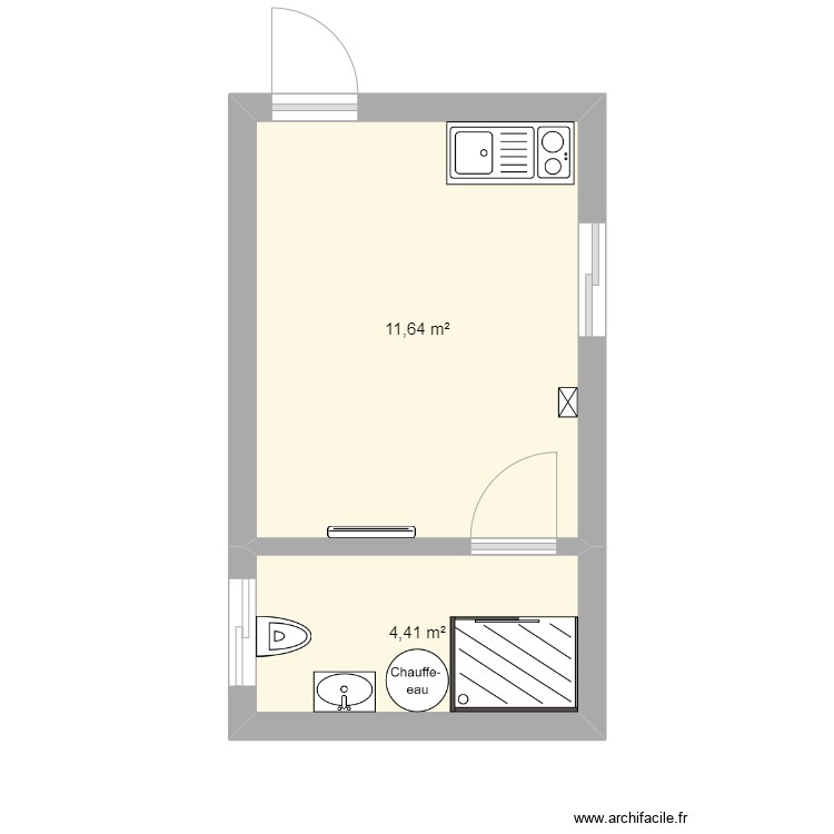 plan studio - Plan 2 pièces 16 m2 dessiné par Eliseesnault