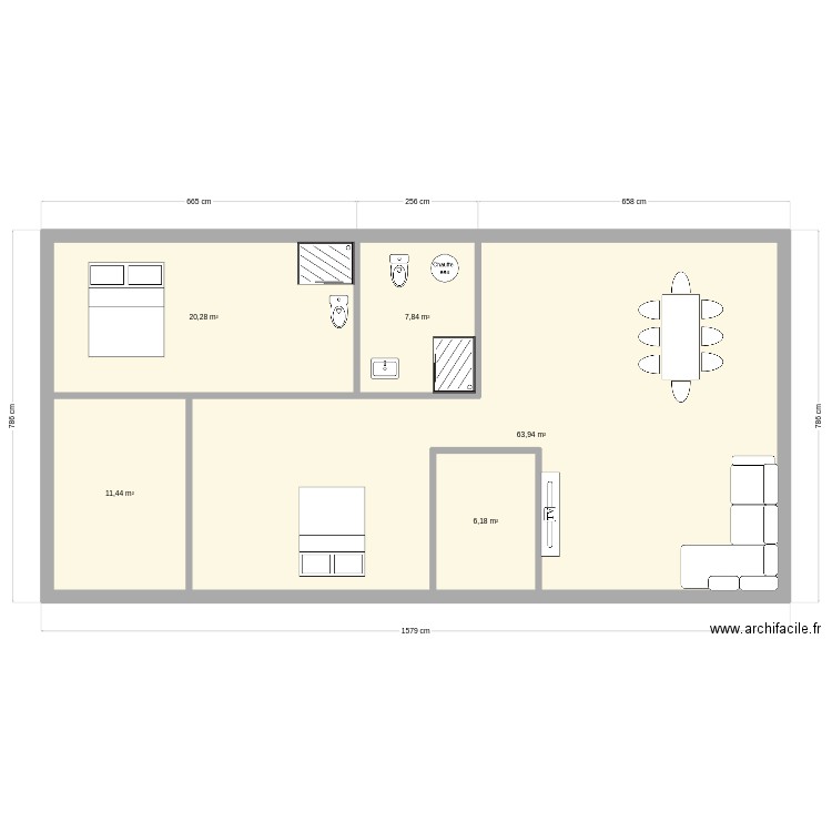 Maison v1 - Plan 5 pièces 110 m2 dessiné par tehel