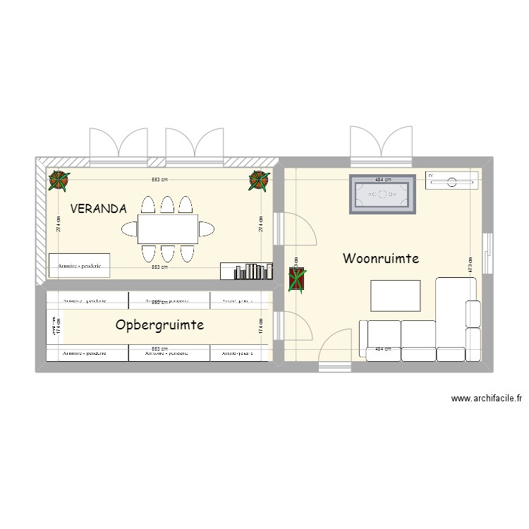 Schets achtergebouw - Plan 3 pièces 48 m2 dessiné par Moxikin