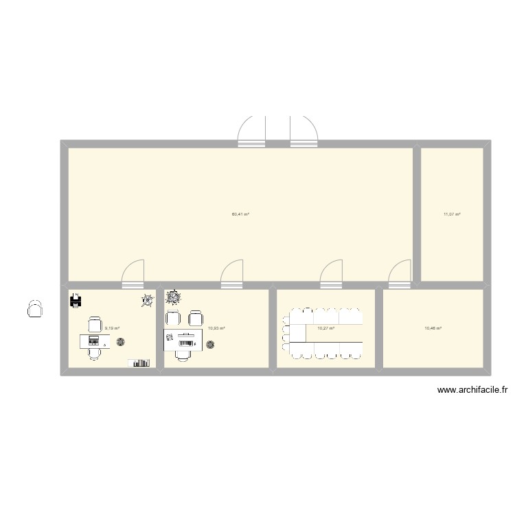 bureaux - Plan 6 pièces 112 m2 dessiné par ange michelle