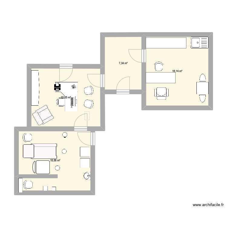cab - Plan 4 pièces 54 m2 dessiné par ymajiro
