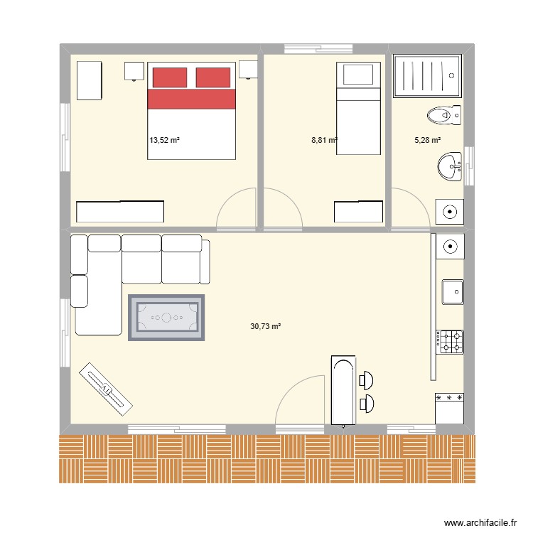 SIDI BENOUR - Plan 4 pièces 58 m2 dessiné par GAMRAOUI