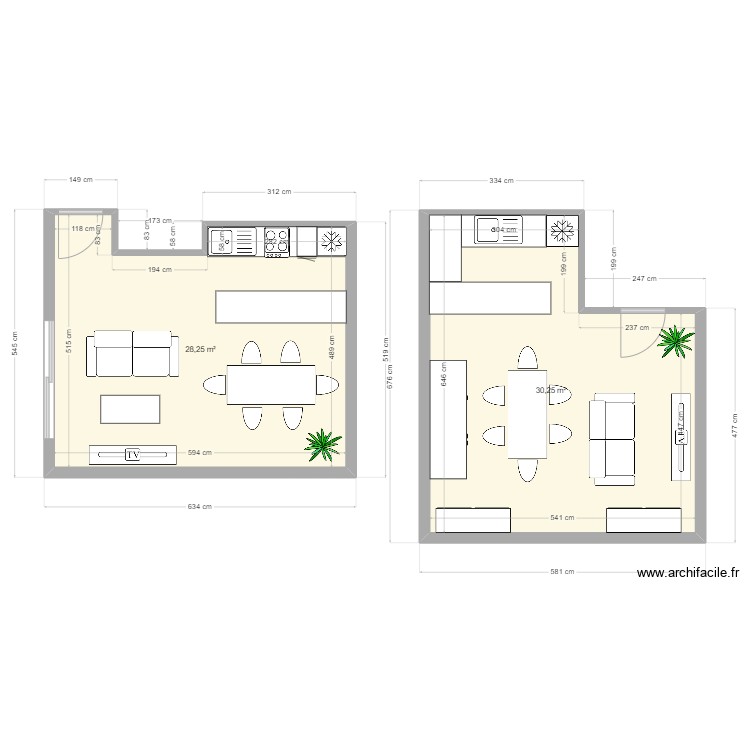 plan logement - Plan 2 pièces 59 m2 dessiné par Dict assistance