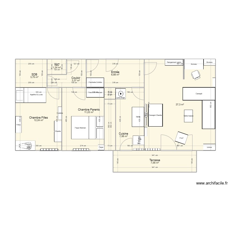 Appartement SGL - Plan 11 pièces 84 m2 dessiné par Guillaume BESSE
