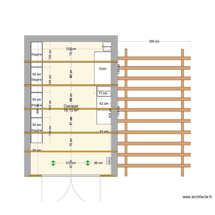 Atelier - Plan 1 pièce 18 m2 dessiné par dav83