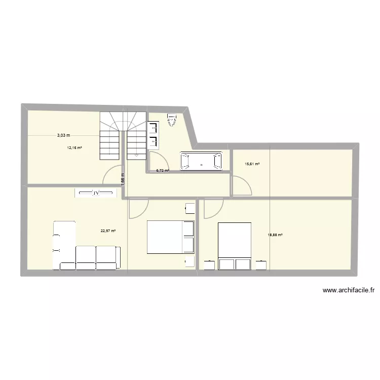 Plan 5 76 m² – Etage 2 Patou evacuations – Par bertmi ️ | ArchiFacile