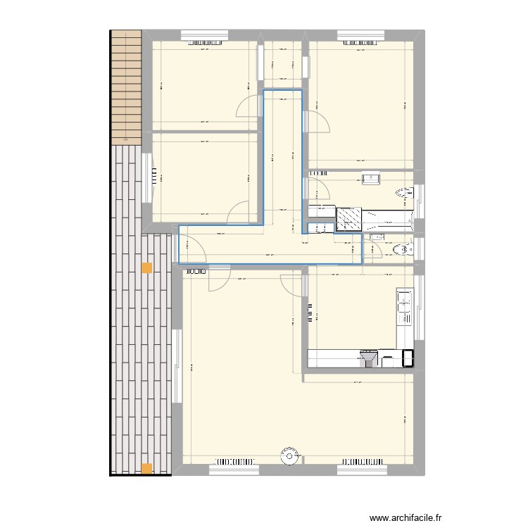 Plan d'ensemble_Dimensions pièces - Plan 9 pièces 108 m2 dessiné par JLA13