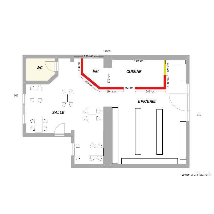 plan le comptoir (bar et cuisine) version 2.2 - Plan 2 pièces 4 m2 ...