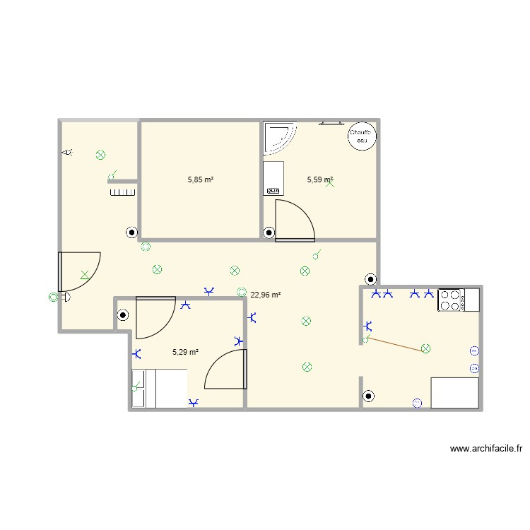 alexis le schlague - Plan 4 pièces 40 m2 dessiné par xx_darkdufos_xx