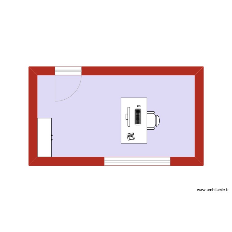 Bureau - Plan 1 pièce 12 m2 dessiné par Cassi6