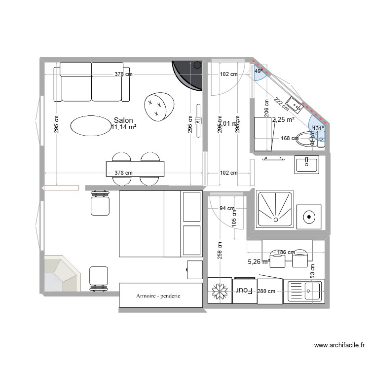 Viroflay - Plan 4 pièces 22 m2 dessiné par JUJU9214
