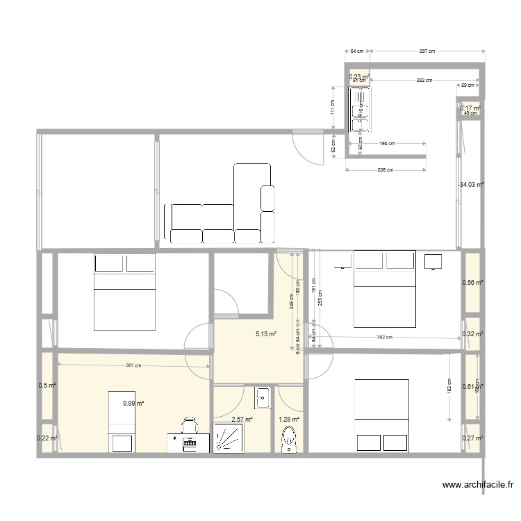 Existant avec meubles - Plan dessiné par Aude972